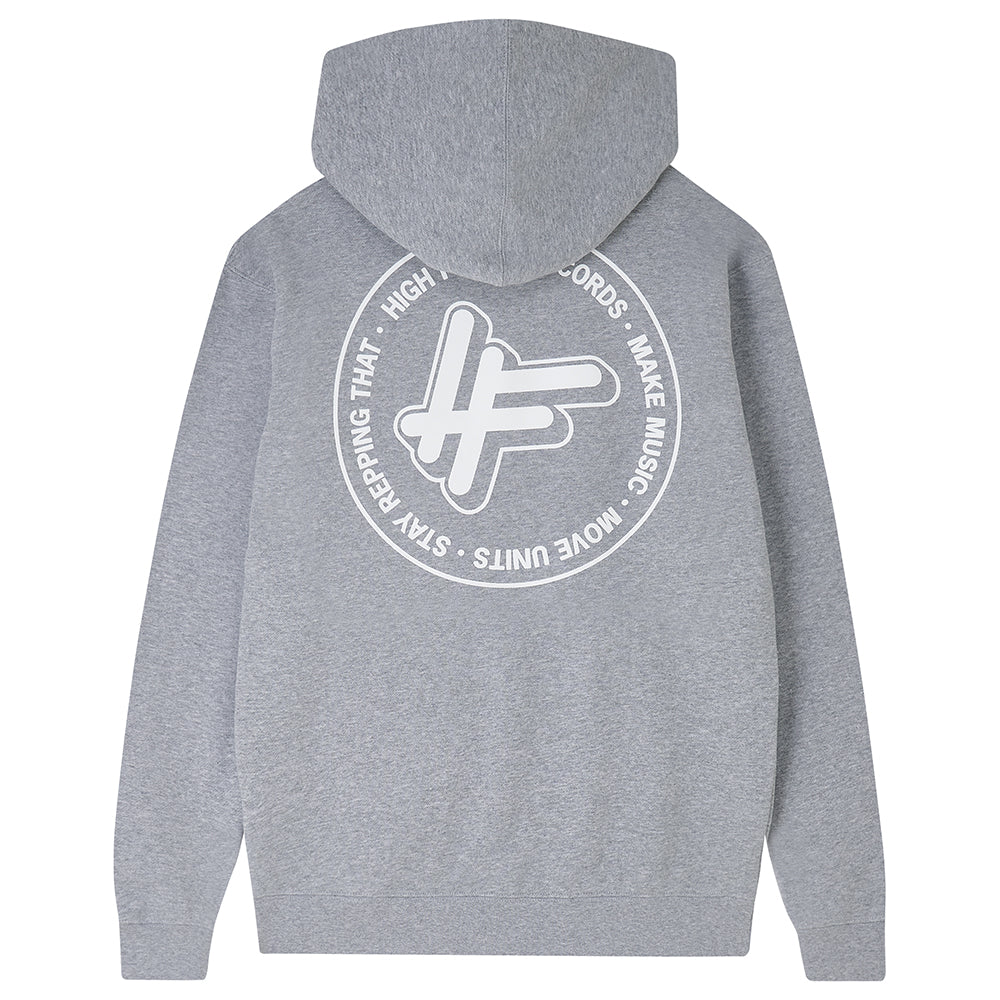 High Focus - Stamp Heavyweight Hoodie / Heather Grey – High Focus Records